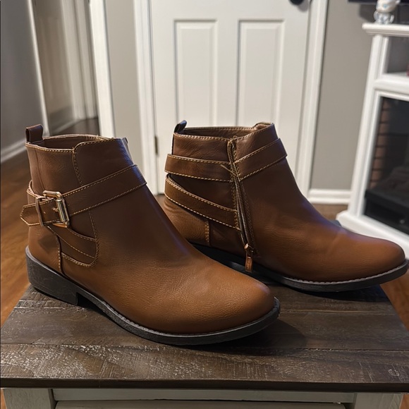 Wanted | Shoes | Wanted Brown Ankle Booties With Buckle Straps | Poshmark